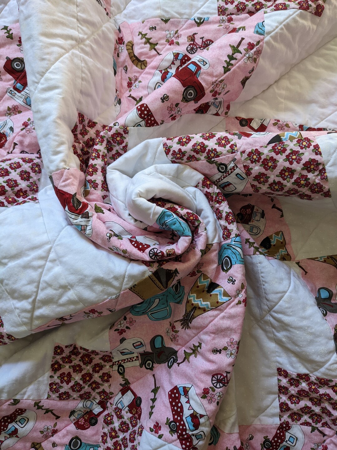 SPECIALTY Girly Camper Baby Quilt, Crib Quilt, Camper Quilt, Baby ...