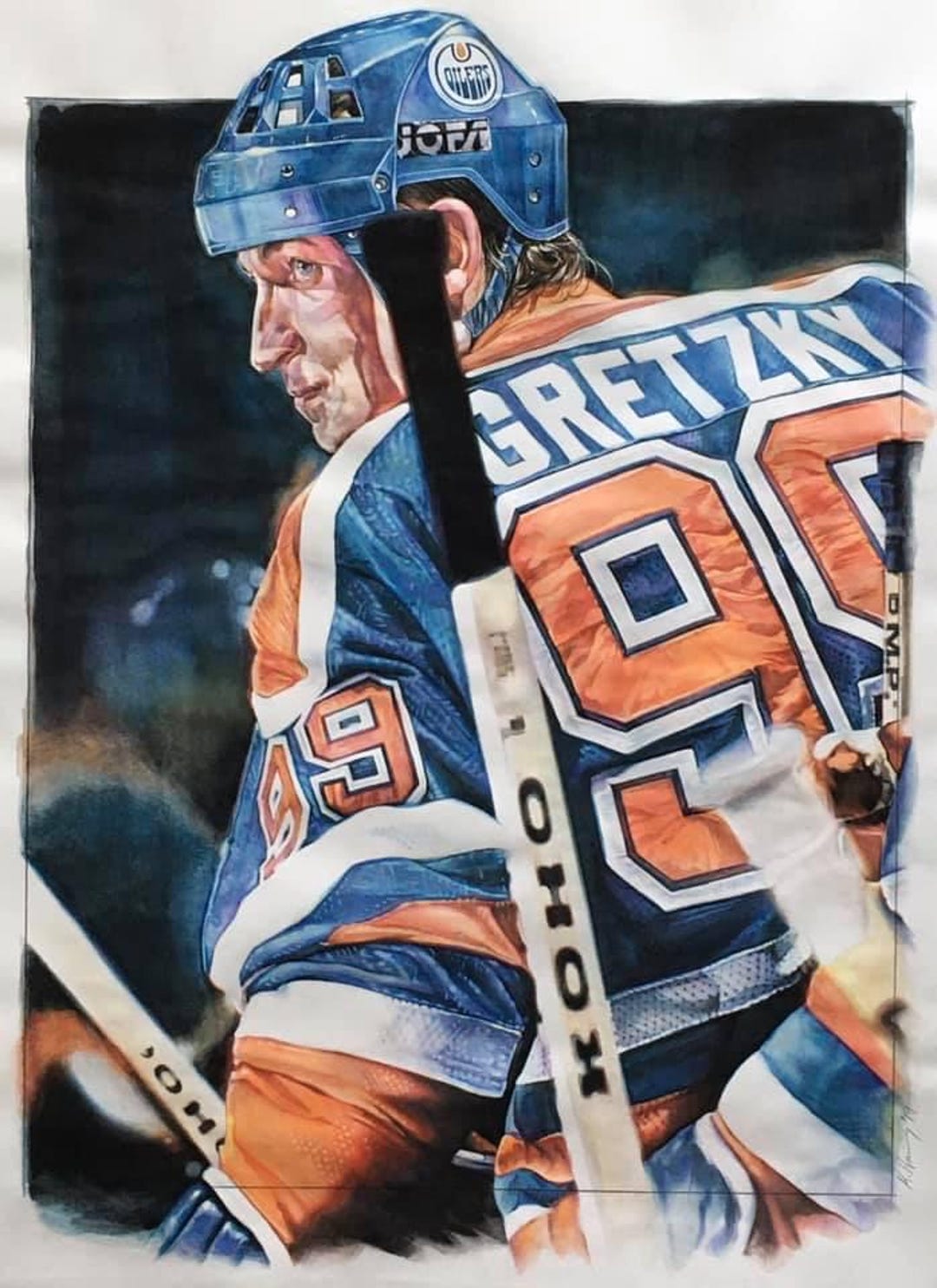 The Great One/ Wayne Gretzky/ Art/ Watercolor Painting/ Print/ Edmonton ...
