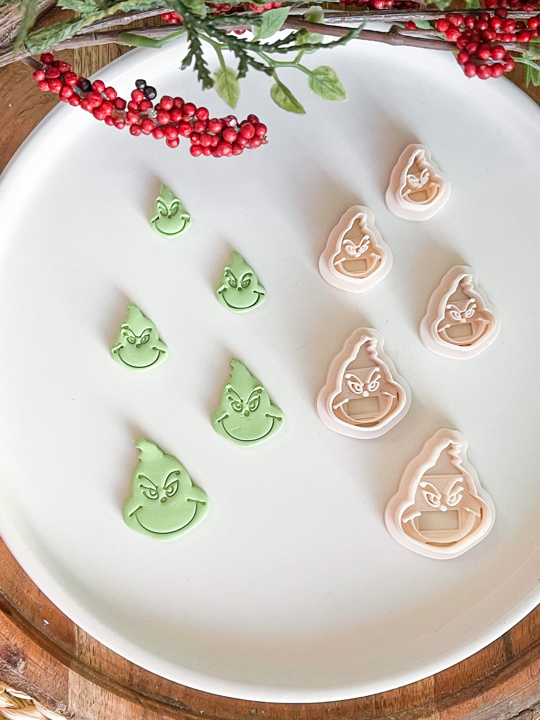 Grinch No Hat Christmas Clay Cutter ~ Polymer Clay Cutter ~ Stud Size ...