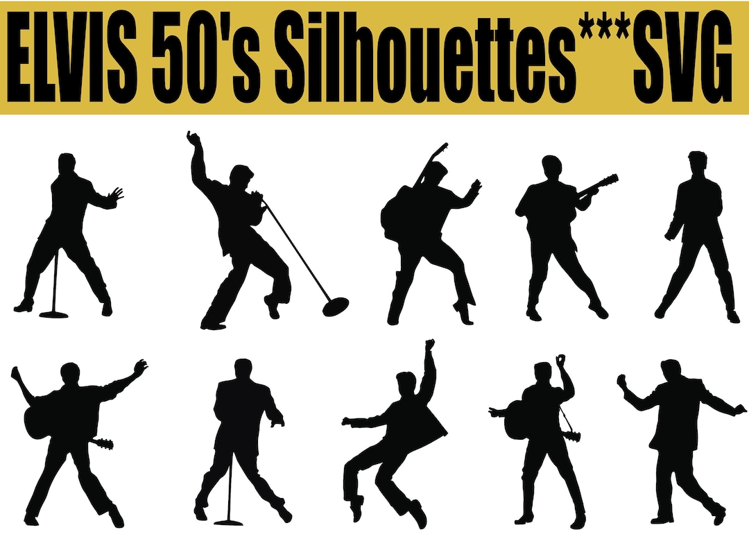 Elvis 1950's Silhouettes. 10 Silhouettes of the King. ***digital SVG ...