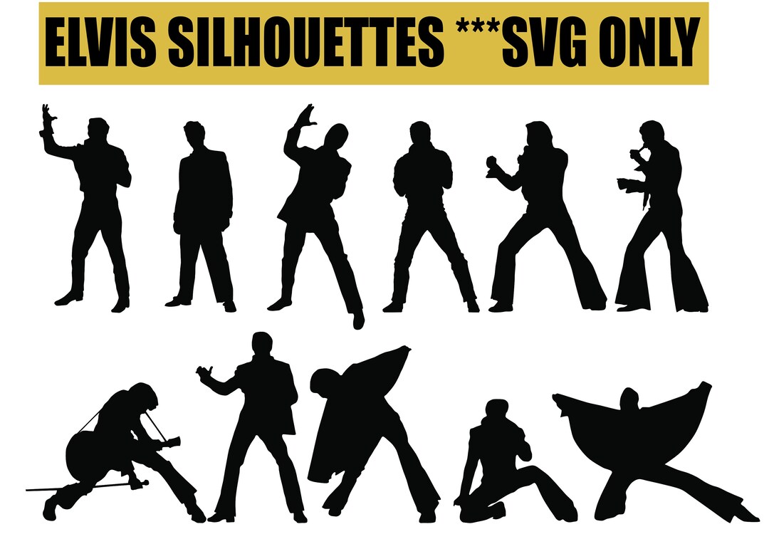 Elvis Silhouettes. 11 Unique Silhouettes of the King. ***digital SVG ...