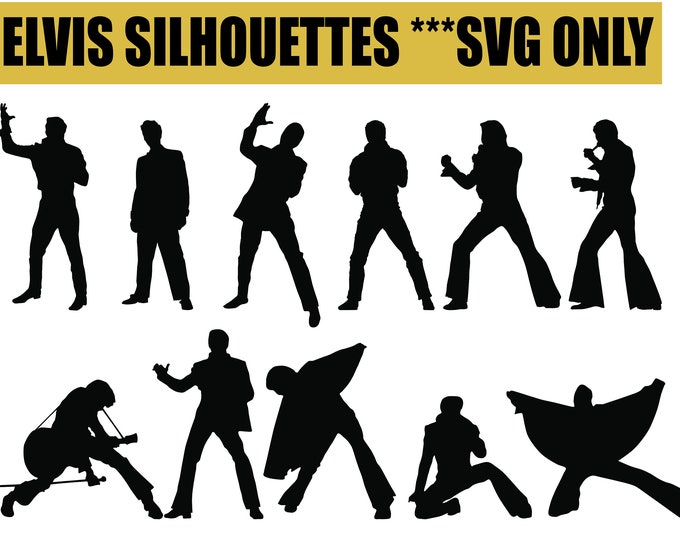 Elvis Silhouettes. 11 Unique Silhouettes of the King. ***digital SVG ...