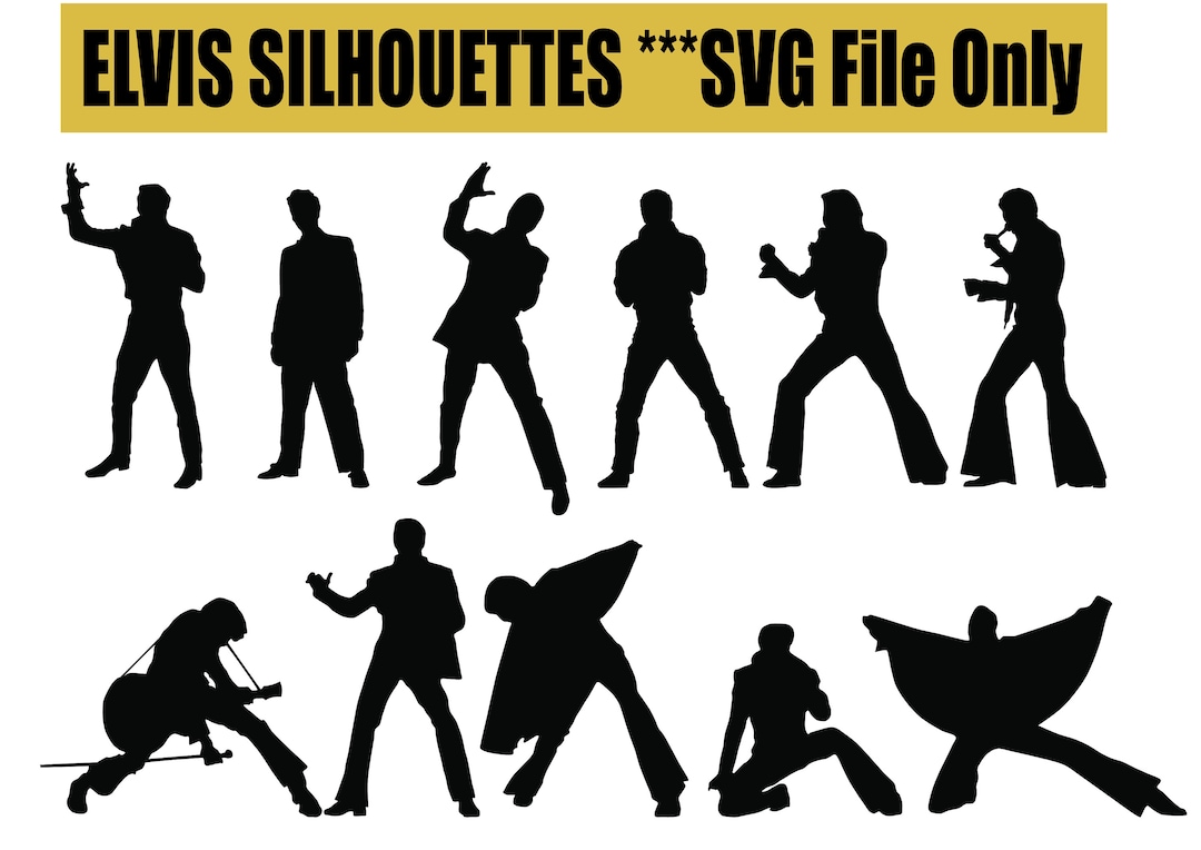 Elvis Silhouettes. 11 Unique Silhouettes of the King. digital SVG File ...