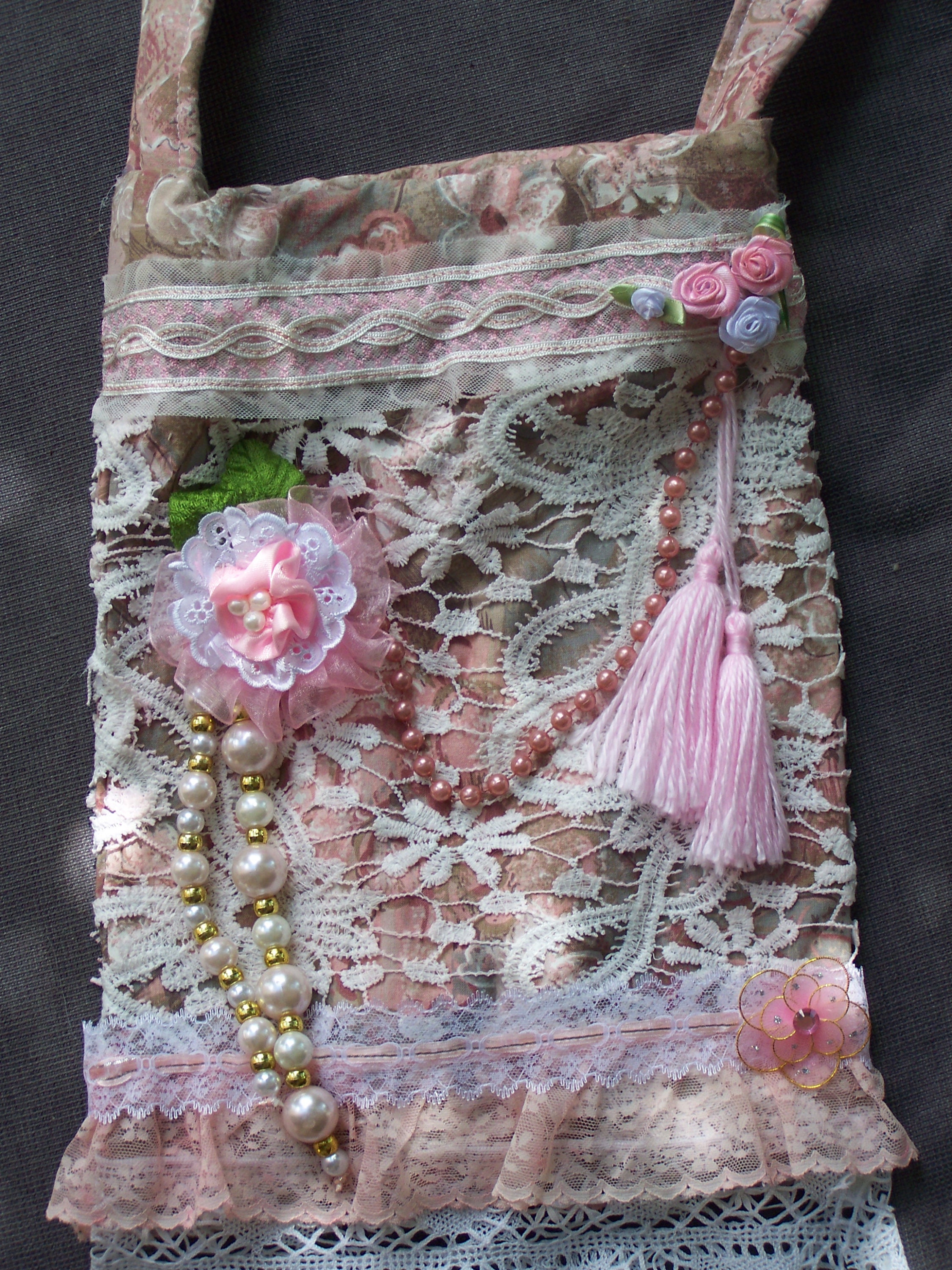Beautiful Shoulder Bag, Crossbody Bag, Pink and Beige Floral Cotton - Etsy