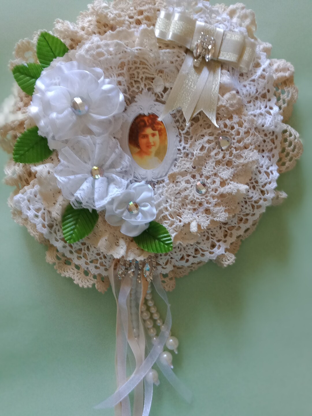Gorgeous Round Wall Hanging Beige Lace Wall Hanging Study Deco Bedroom ...