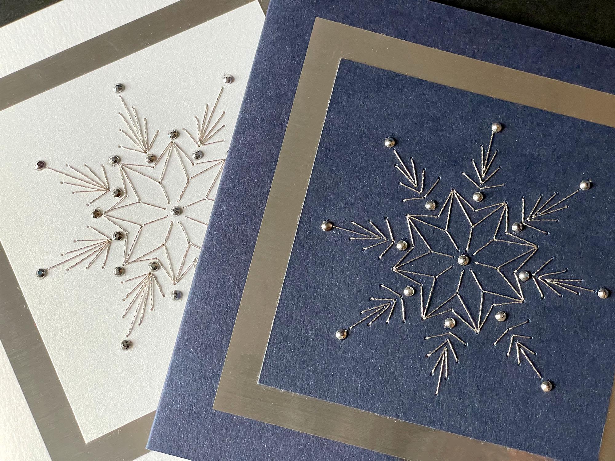 Set of Handmade Embroidered Cards. Decorative, Textured, Metallic Paper ...