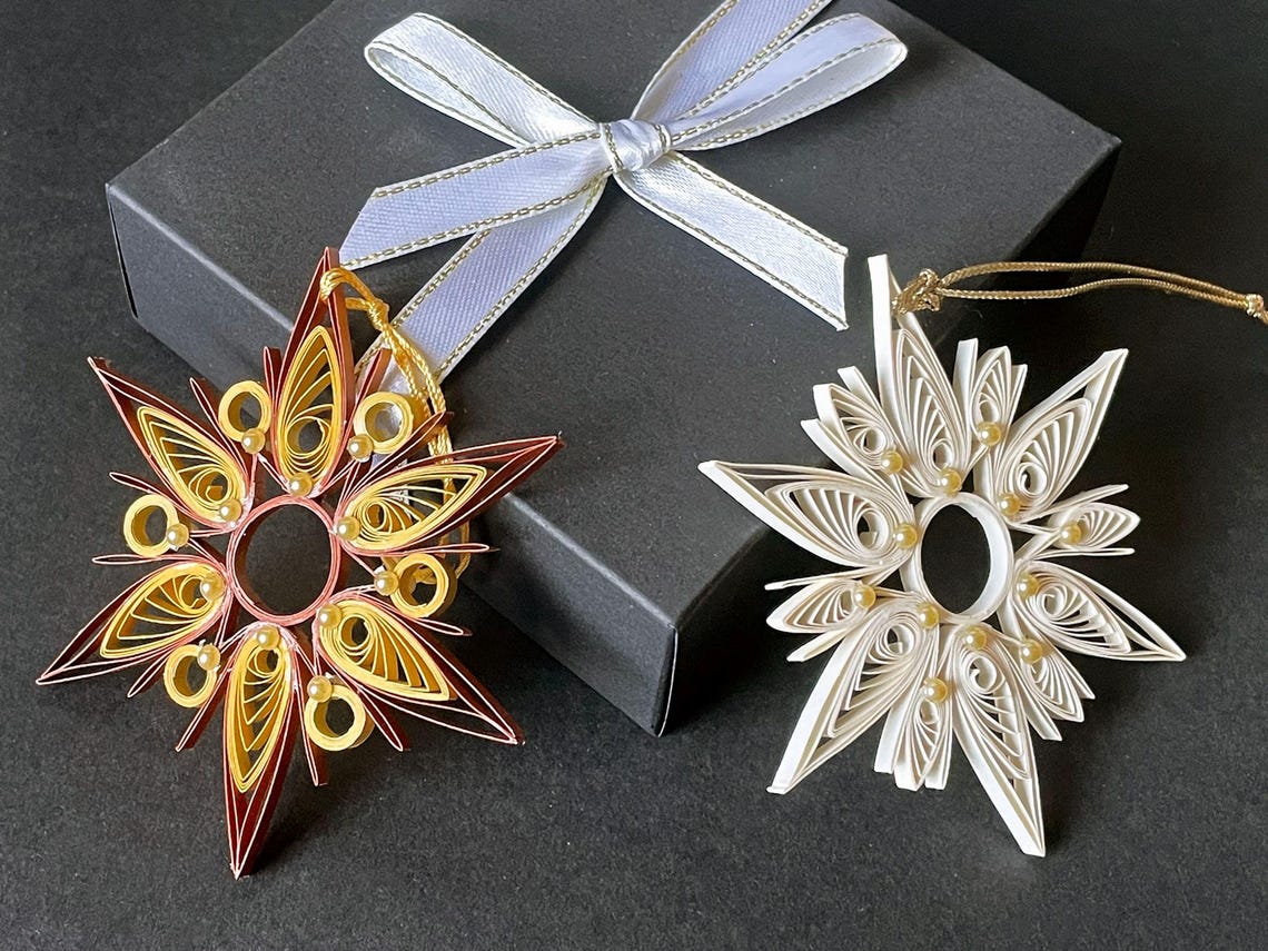 Handmade Quilled Paper Star Ornament Set – Christmas Decor - Etsy