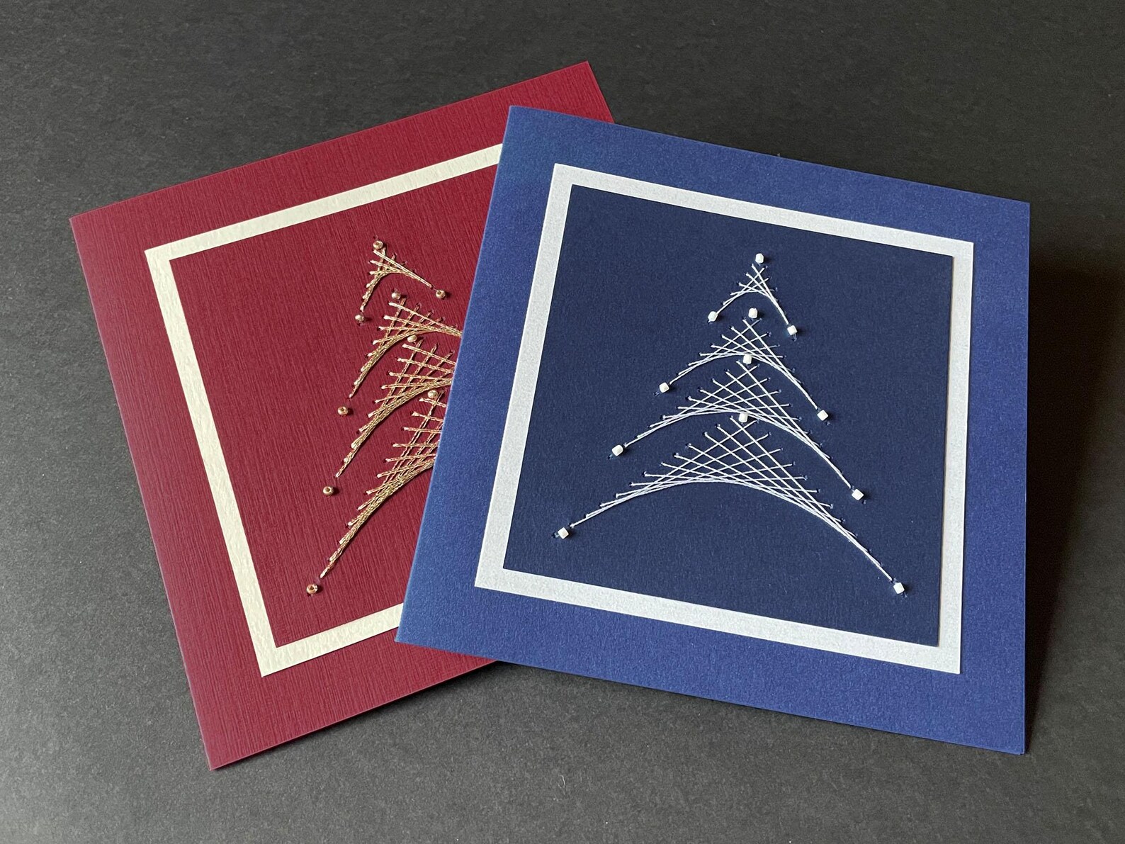Set of Handmade Embroidered Cards. Decorative, Textured, Metallic Paper ...
