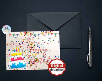 Happy Birthday Greeting Card Digital Download Printable - Etsy