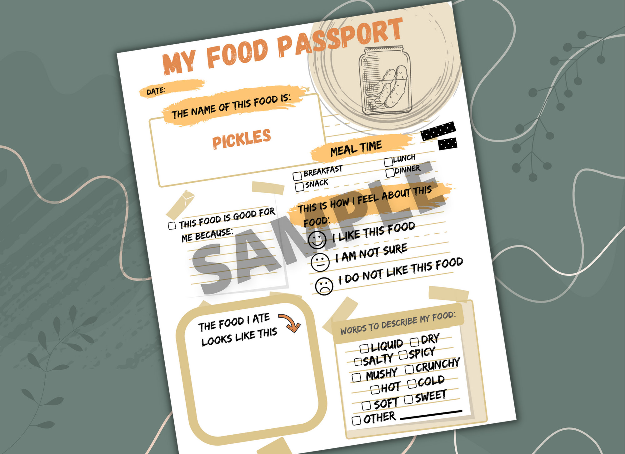 Children's Food Passport, Children's Food Journal, Picky Eater Relief ...
