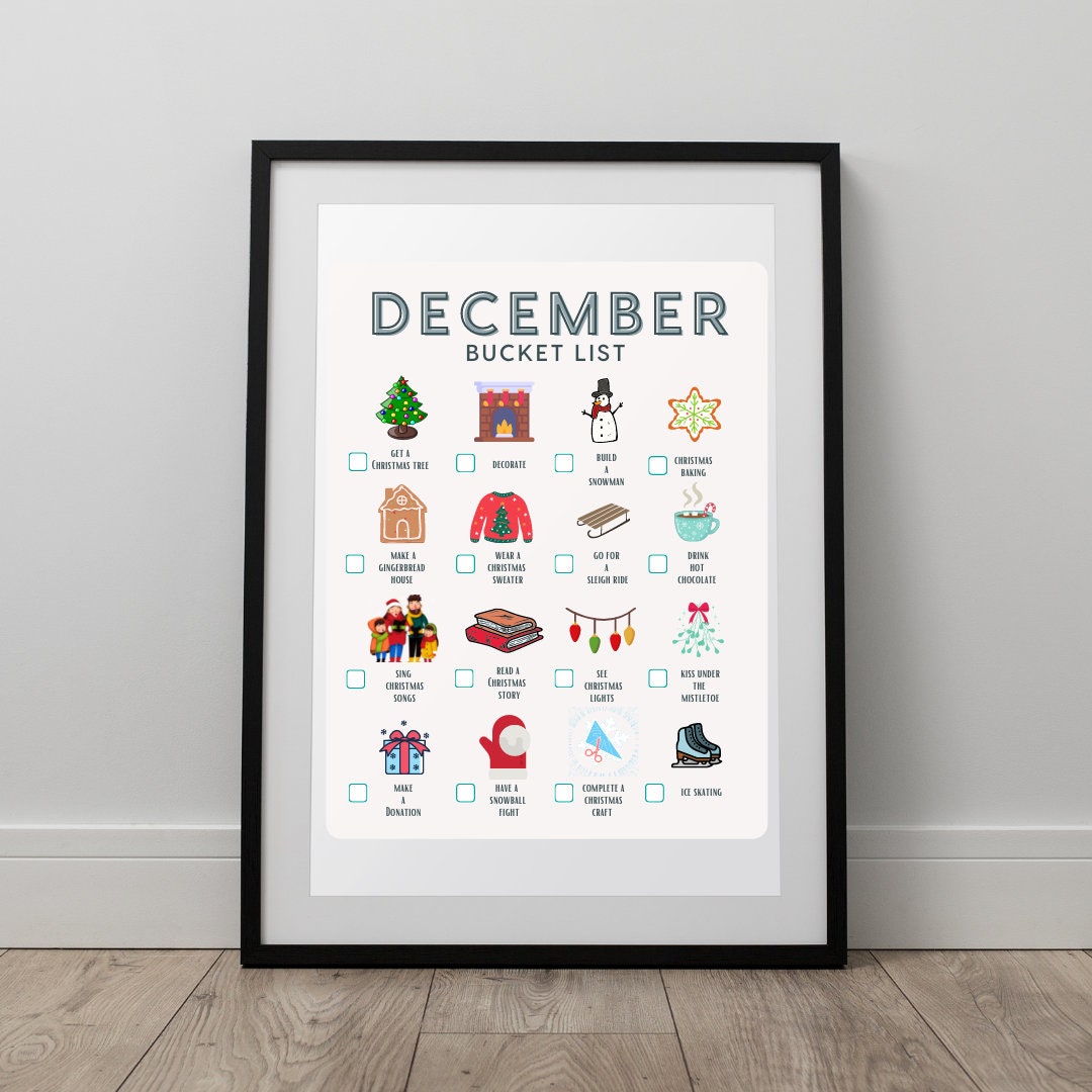 Printable December Bucket List, December Bucket List, Holiday Activity ...