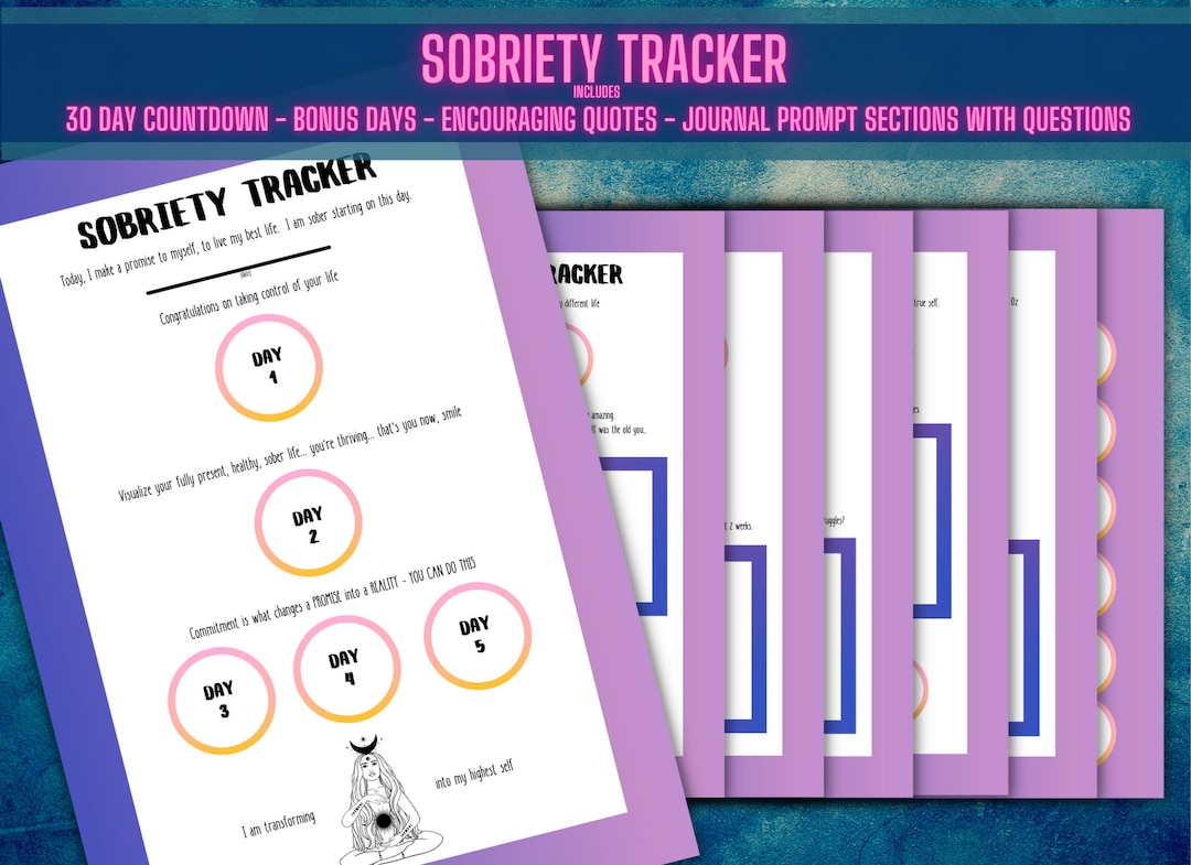 Sobriety Tracker. Sobriety 30 Day Journal, Printable Sobriety Workbook ...