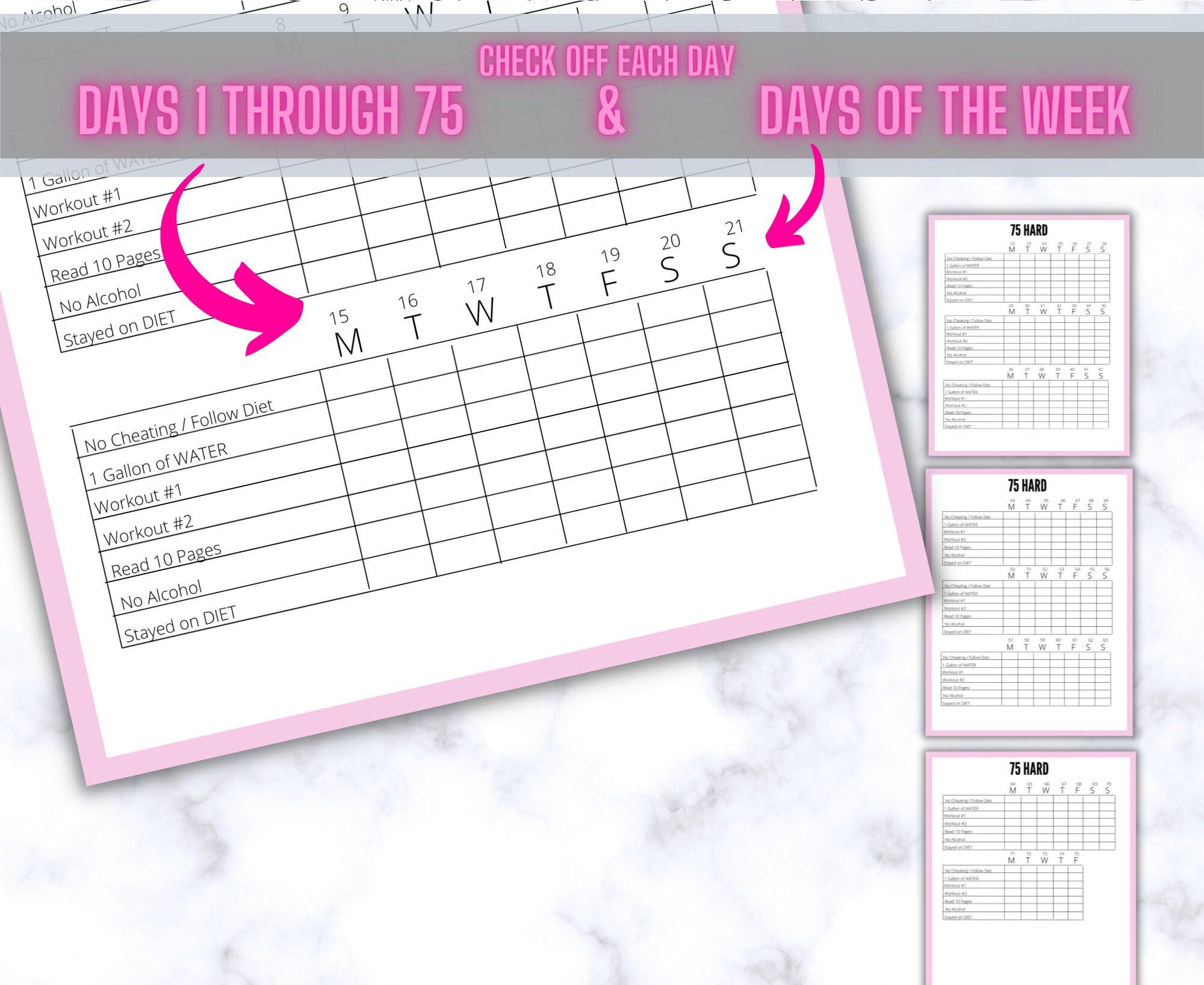 75 Hard Checklist 75 Hard Worksheet 75 Hard Instant - Etsy