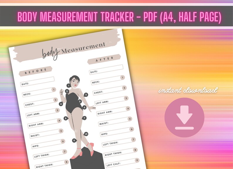 Body Measurement Tracker Printable Body Measurements Journal | Etsy