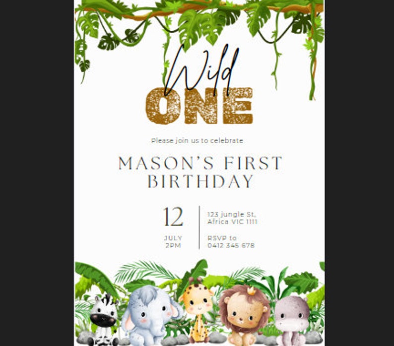 Wild One - First Birthday - Invitation - Etsy