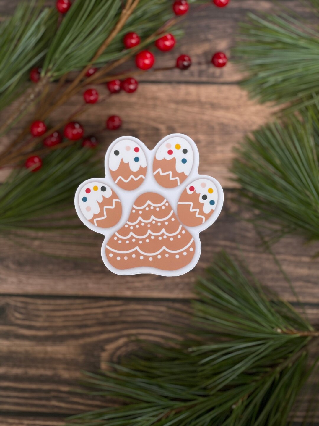 Gingerbread Paw Print Sticker, Weatherproof Dog Lover Gift - Etsy