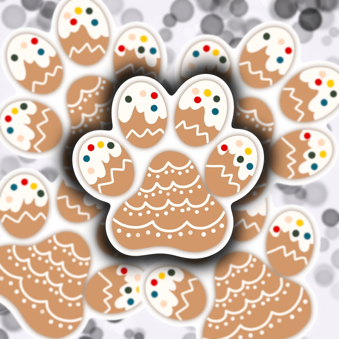 Gingerbread Paw Print Sticker, Weatherproof Dog Lover Gift - Etsy