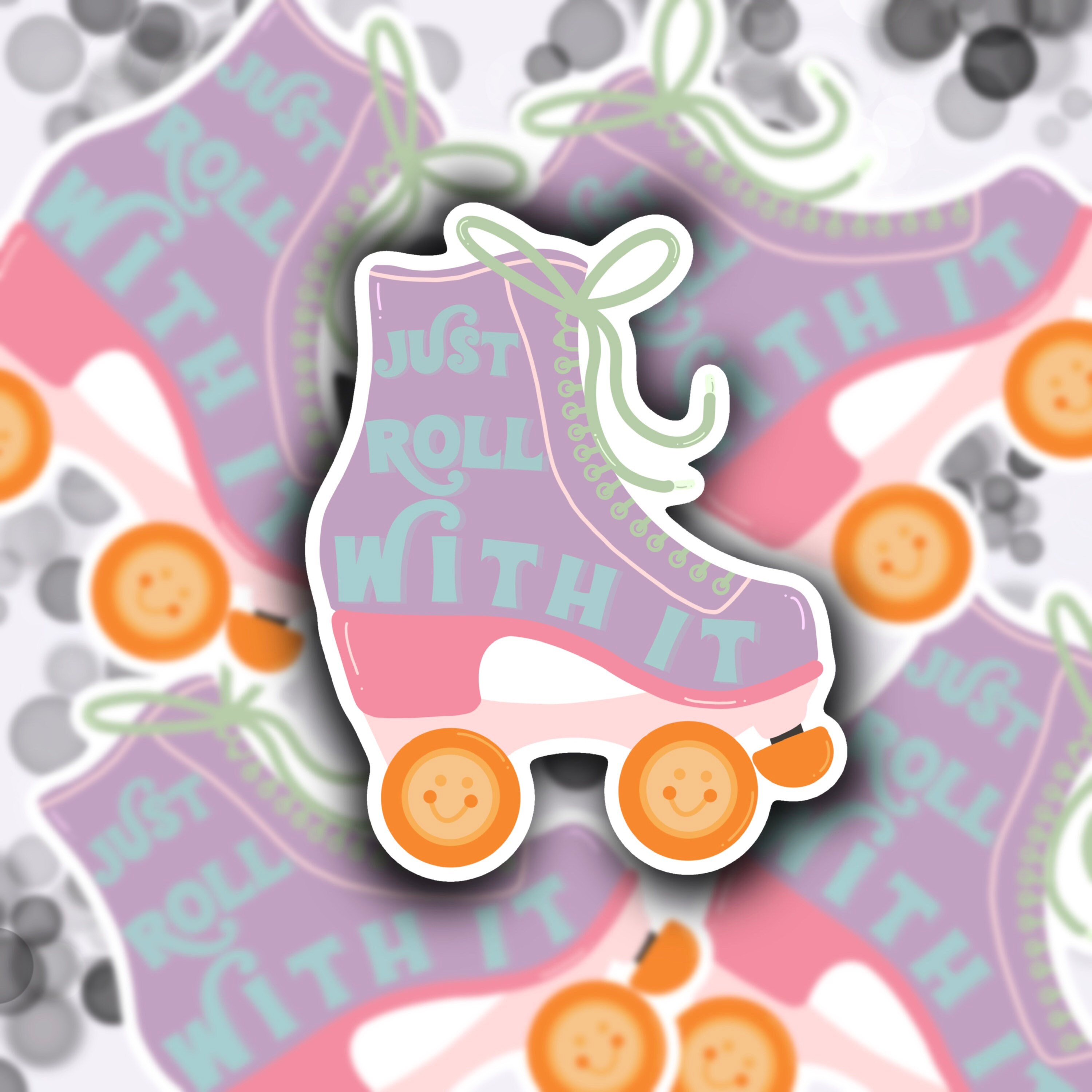 Roller Skate Sticker | Roll With It, Waterproof Vinyl Decal - Etsy