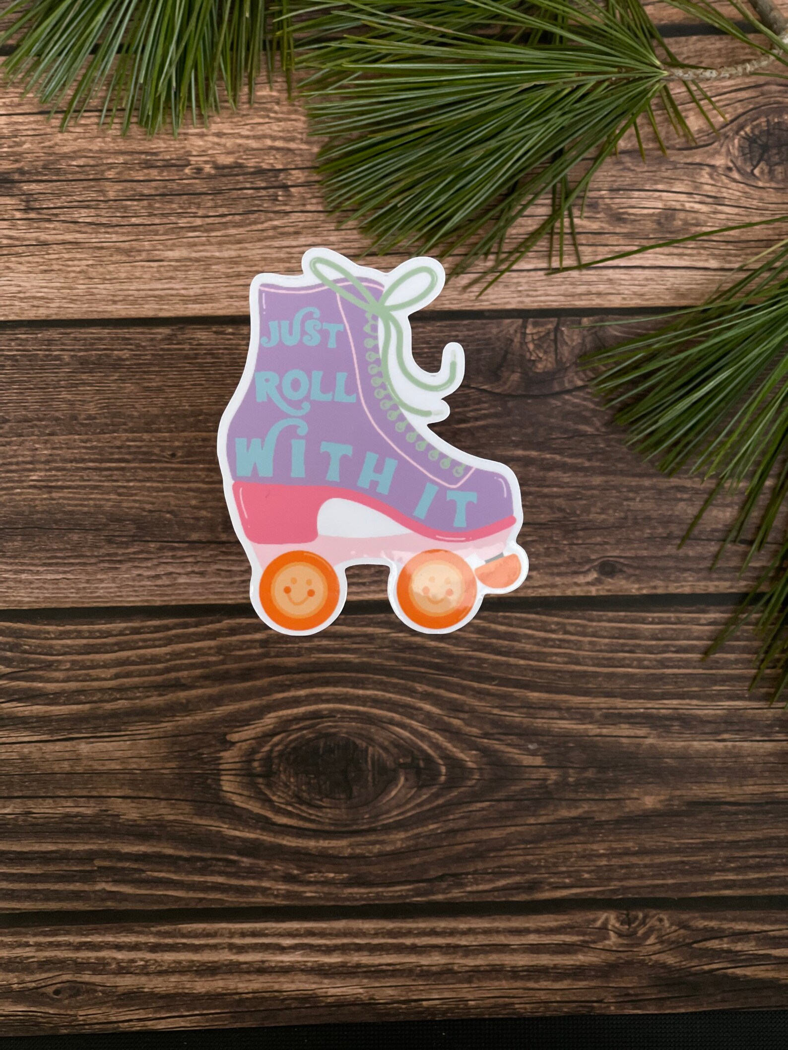 Roller Skate Sticker | Roll With It, Waterproof Vinyl Decal - Etsy