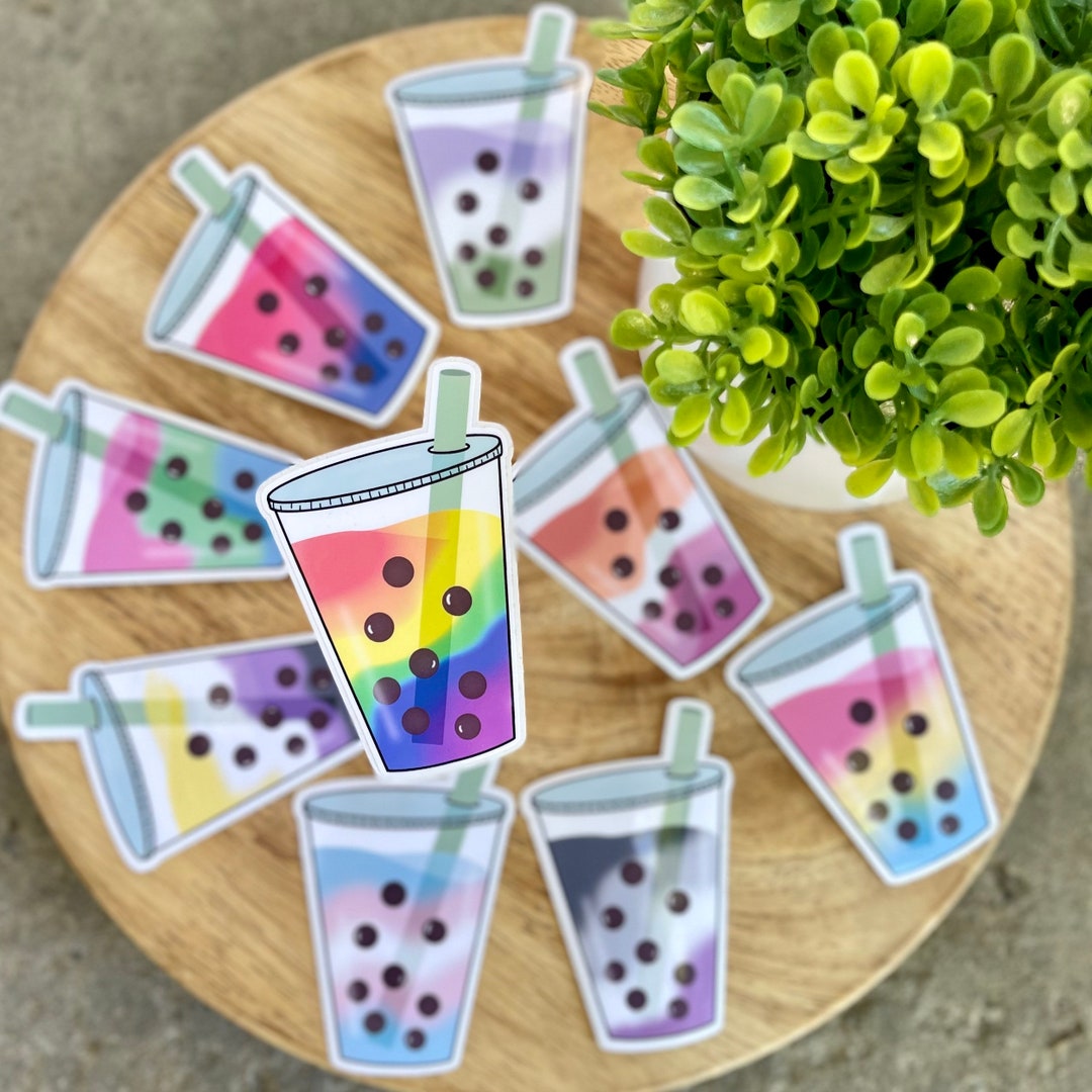 Pride Flag Boba Tea Stickers, LGBTQ+ Vinyl Decals - Etsy