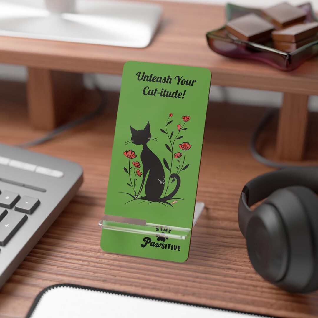 Cat Lovers Cell Phone Stand Dock, Cat Design Phone Stand, Cat Lady Gift ...