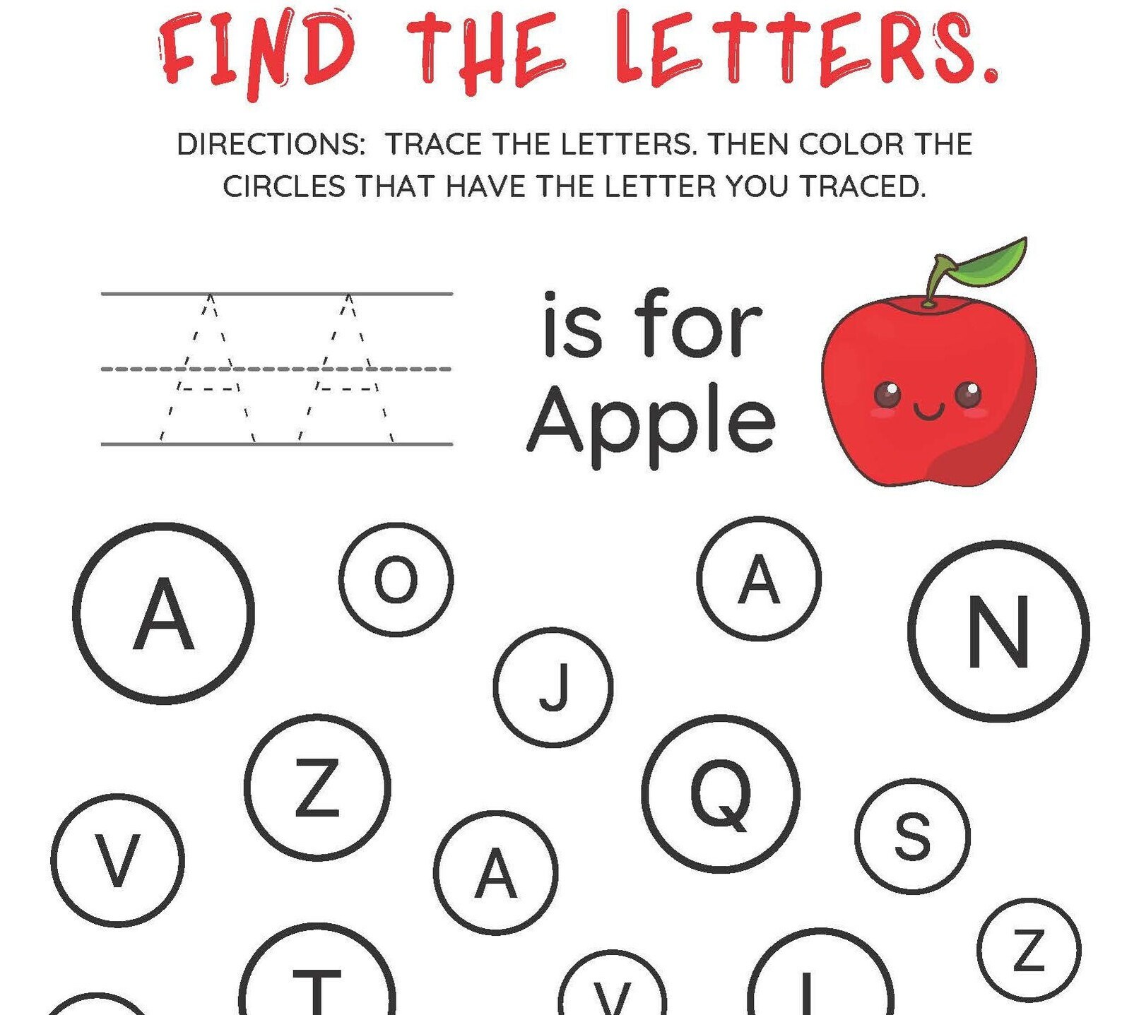 Lesson Plan Letters A Z: Find Trace and Color Letters - Etsy