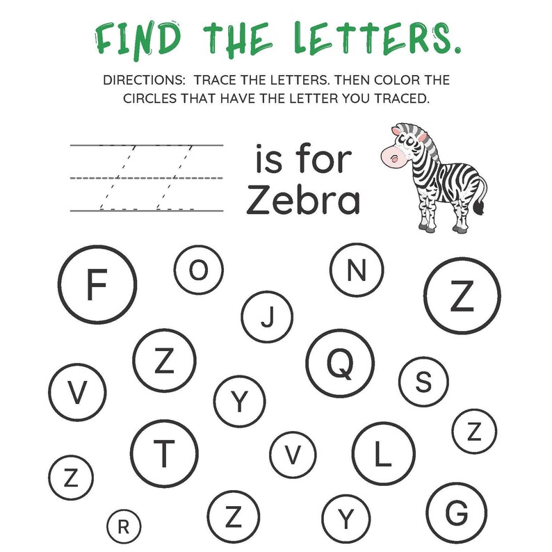 Lesson Plan Letters A Z: Find Trace and Color Letters - Etsy