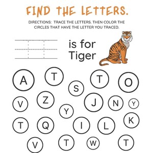 Lesson Plan Letters A Z: Find Trace and Color Letters - Etsy