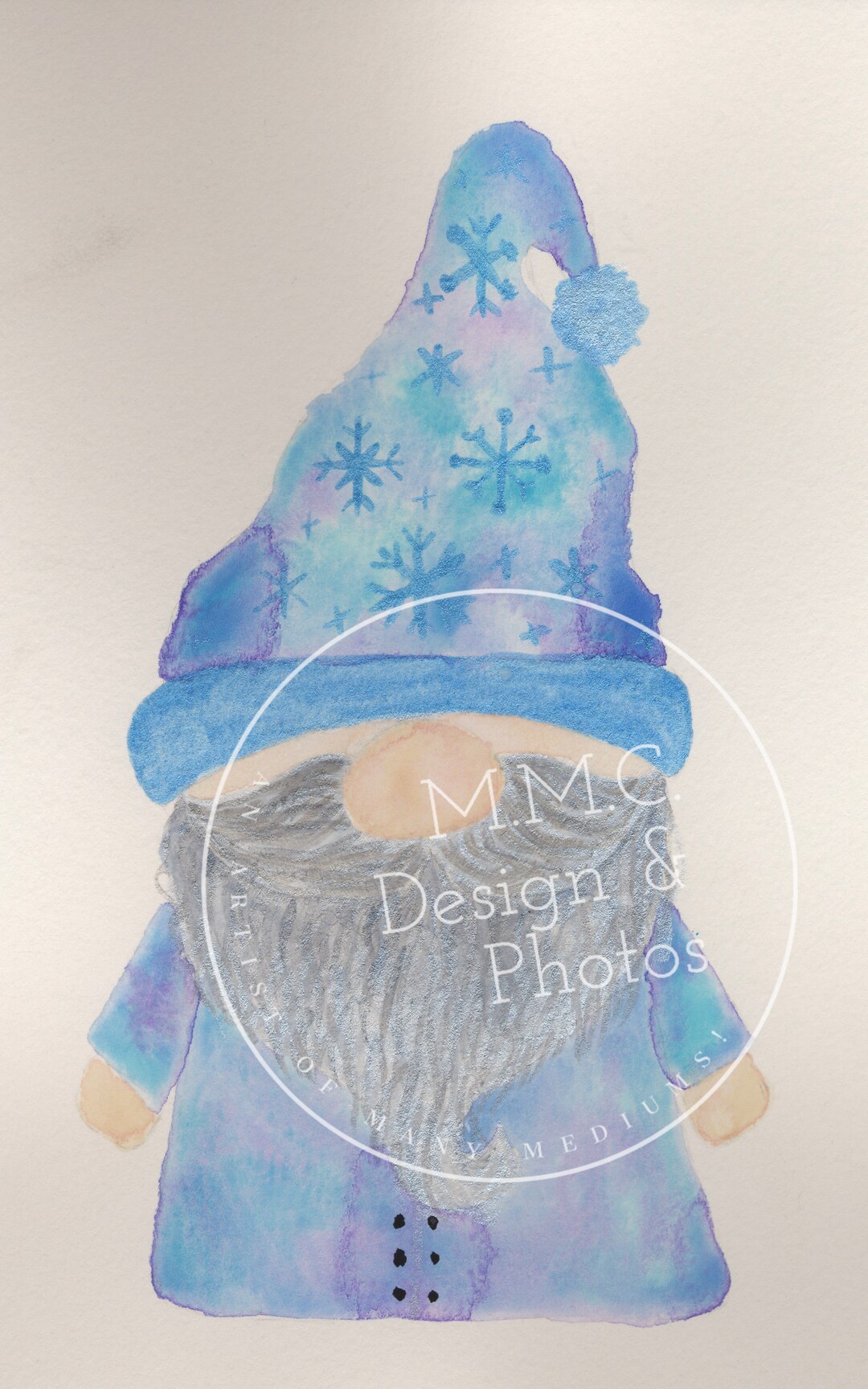 Digital Hand-painted Watercolor Winter Gnome - Etsy