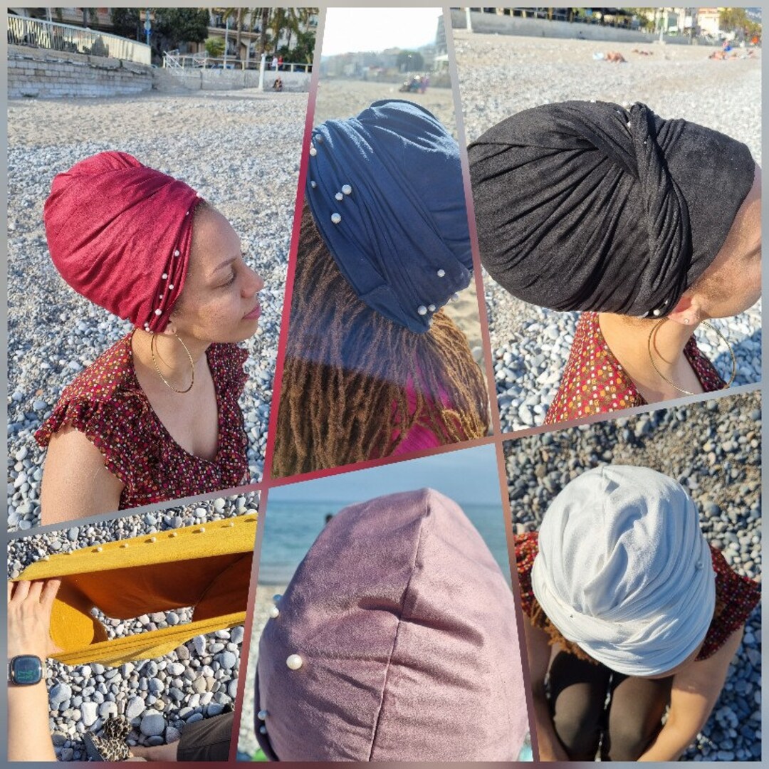 Turban Velvet Hair Dreads Locks Afros Woman Rasta Pearls Many - Etsy