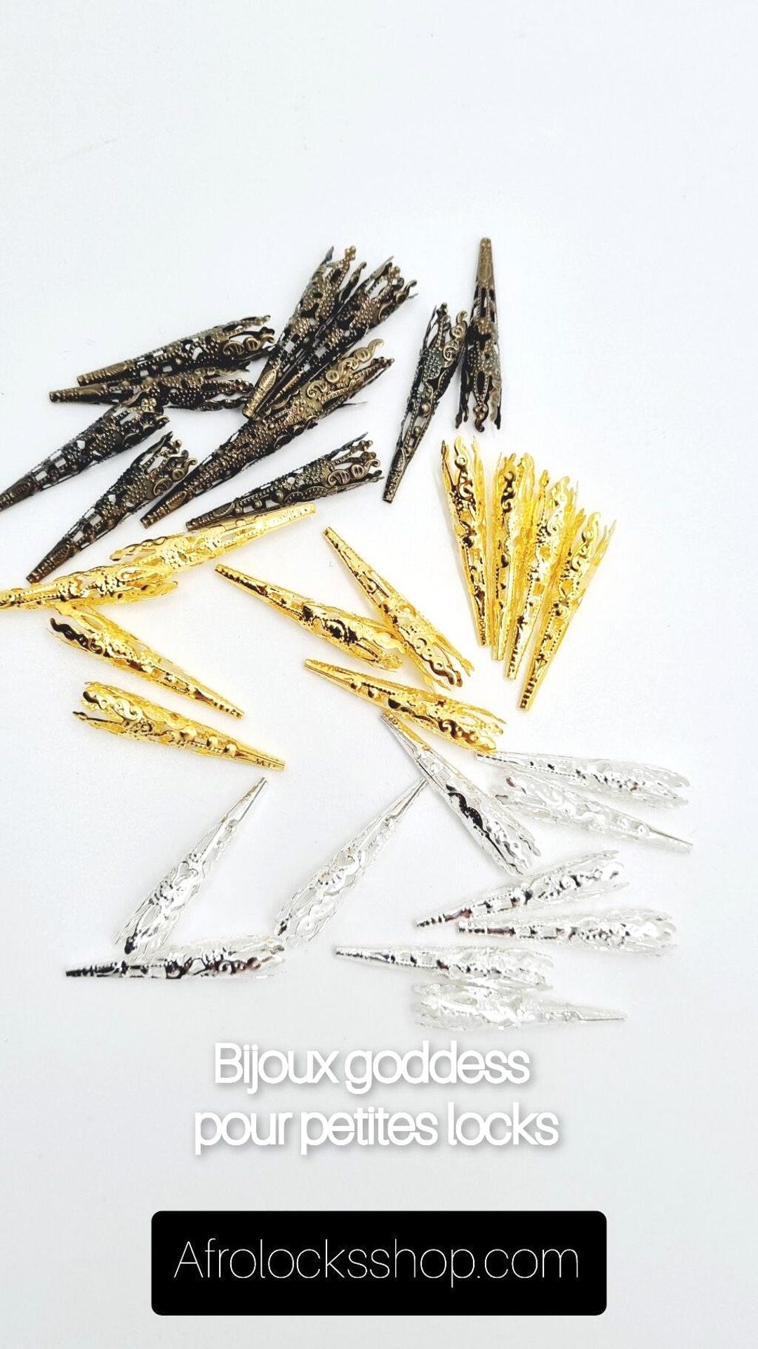 50x Pointed Locs Jewelry for Hair Silver Gold Bronze Loc Goddess Hair ...