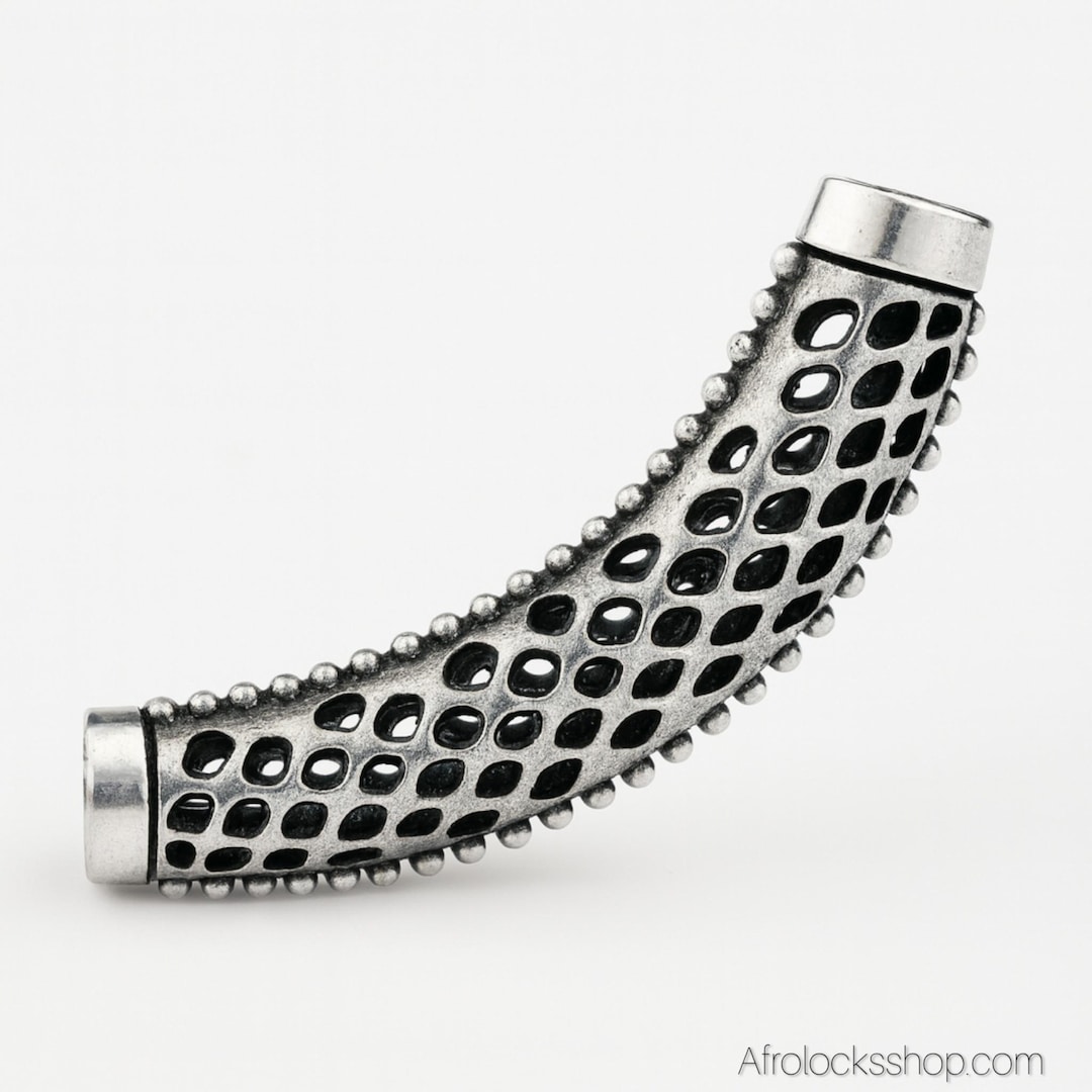 Curved Lock Bead 6.5 Cm – Hole 7 Mm – Zinc Hair Jewelry, Antique Silver ...