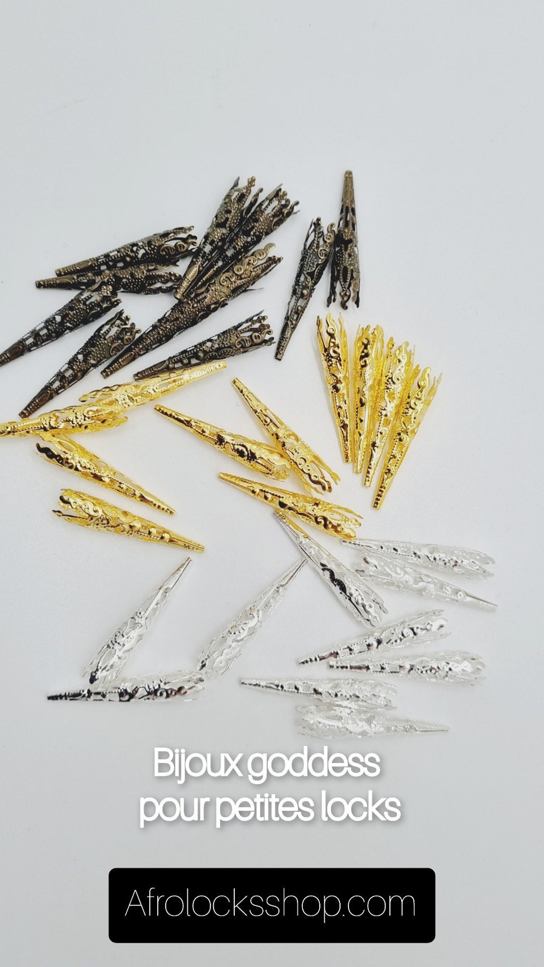 50x Jewel Pointed Locs for Hair Silver Gold Bronze Loc Goddess - Etsy