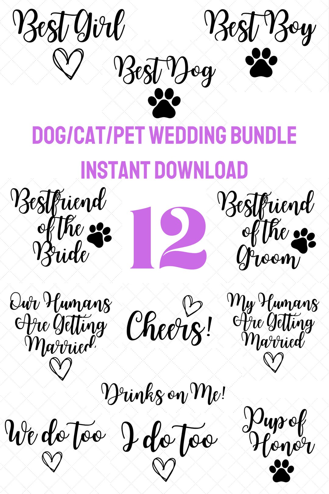 Dog Wedding Bundle SVG Files | Dog of Honor Cut Files | Pup of Honor ...
