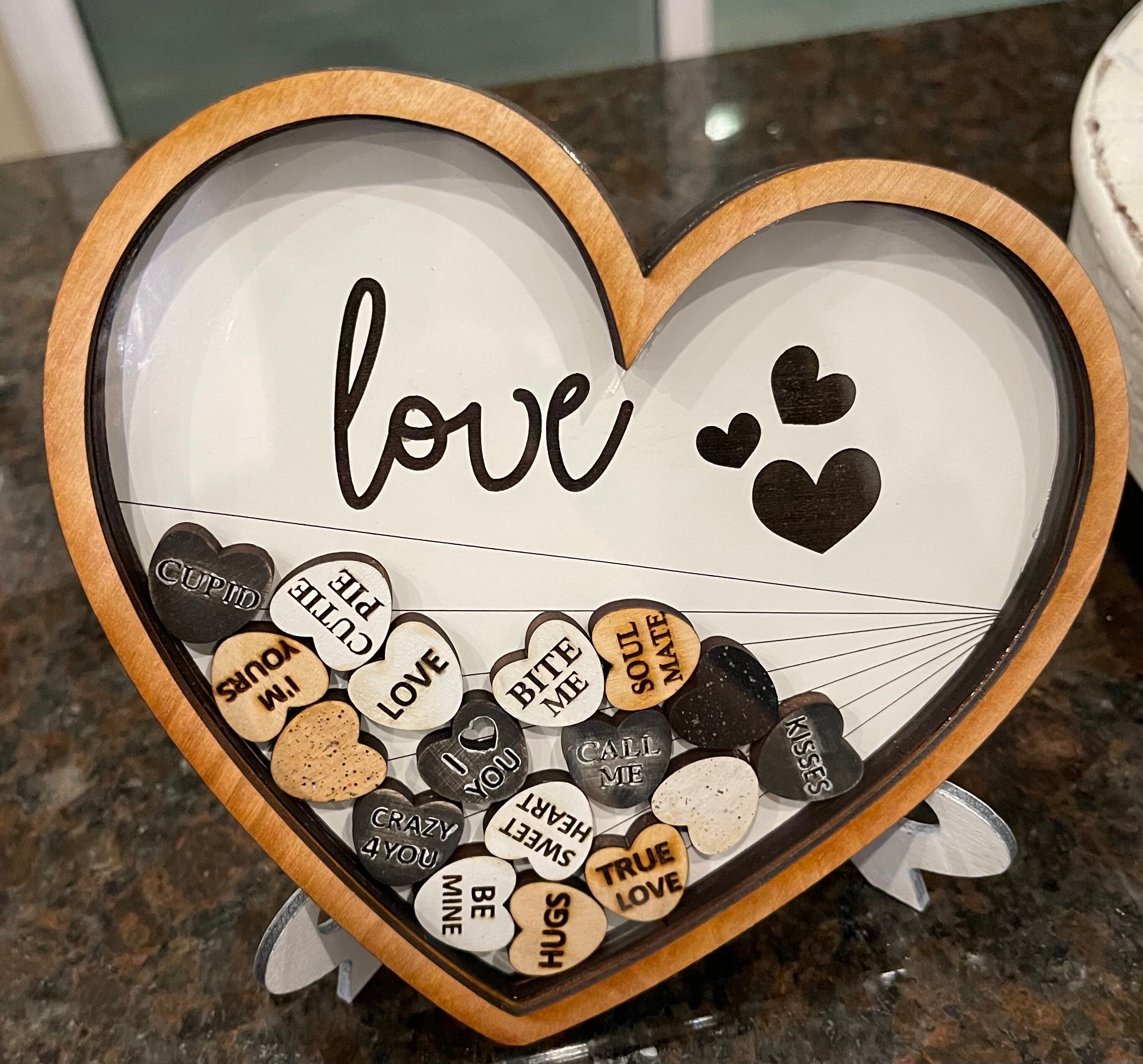 Valentine’s Day/“love” Shaker Heart, Free Standing, 3D, Tiered Tray or ...