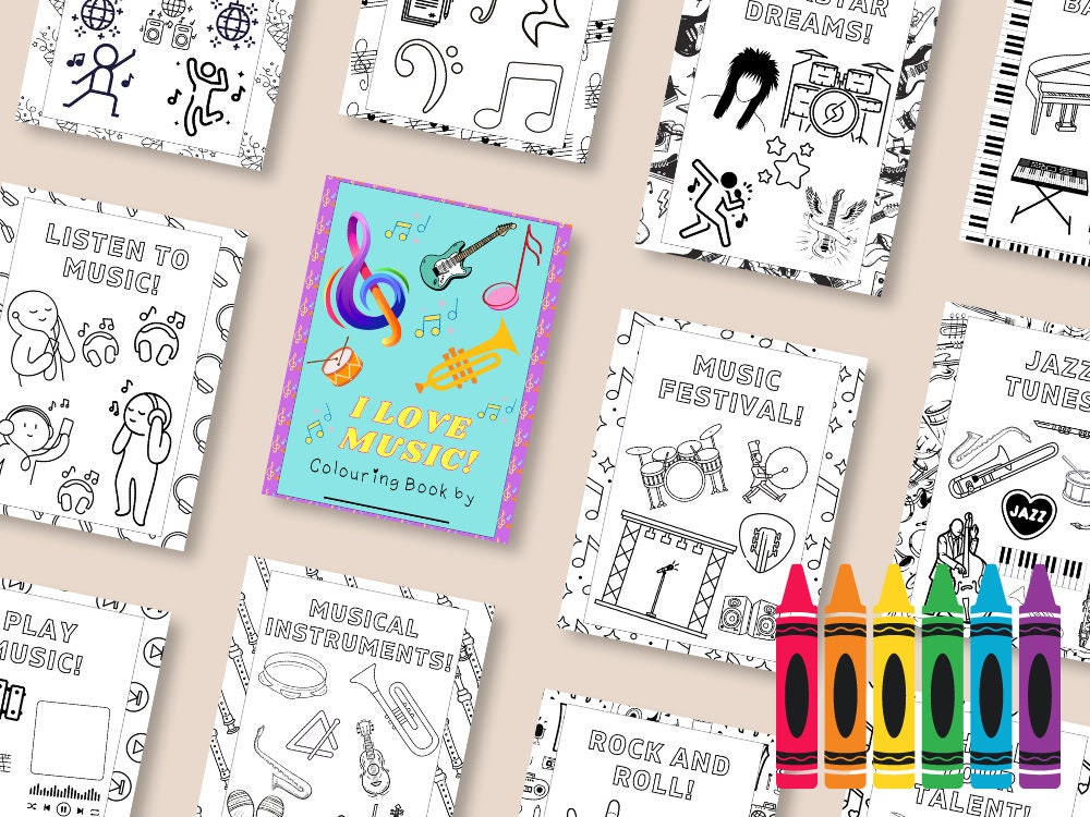 I Love Music Coloring Pages for Kids, Coloring Book, Printables, Games ...