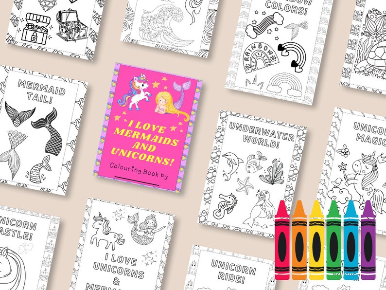 Mermaid and Unicorns Coloring Pages for Kids, Coloring Book, Printables ...