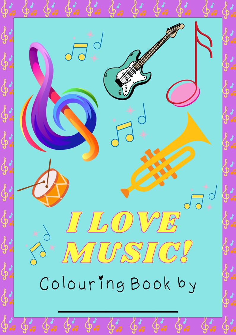 I Love Music Coloring Pages for Kids, Coloring Book, Printables, Games ...