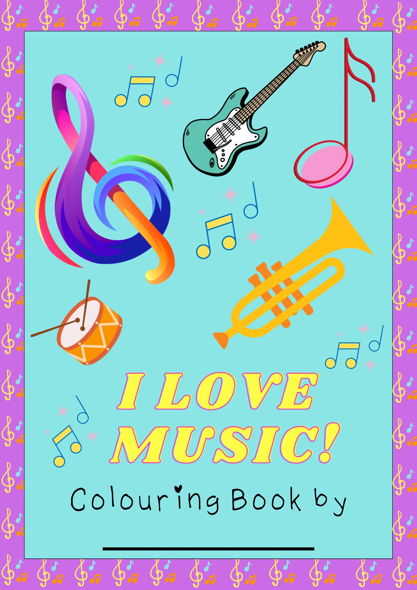 I Love Music Coloring Pages for Kids, Coloring Book, Printables, Games ...