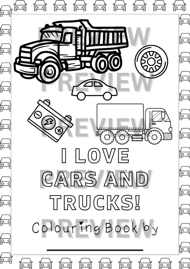 Cars and Trucks Coloring Pages for Kids, Coloring Book, Printable ...