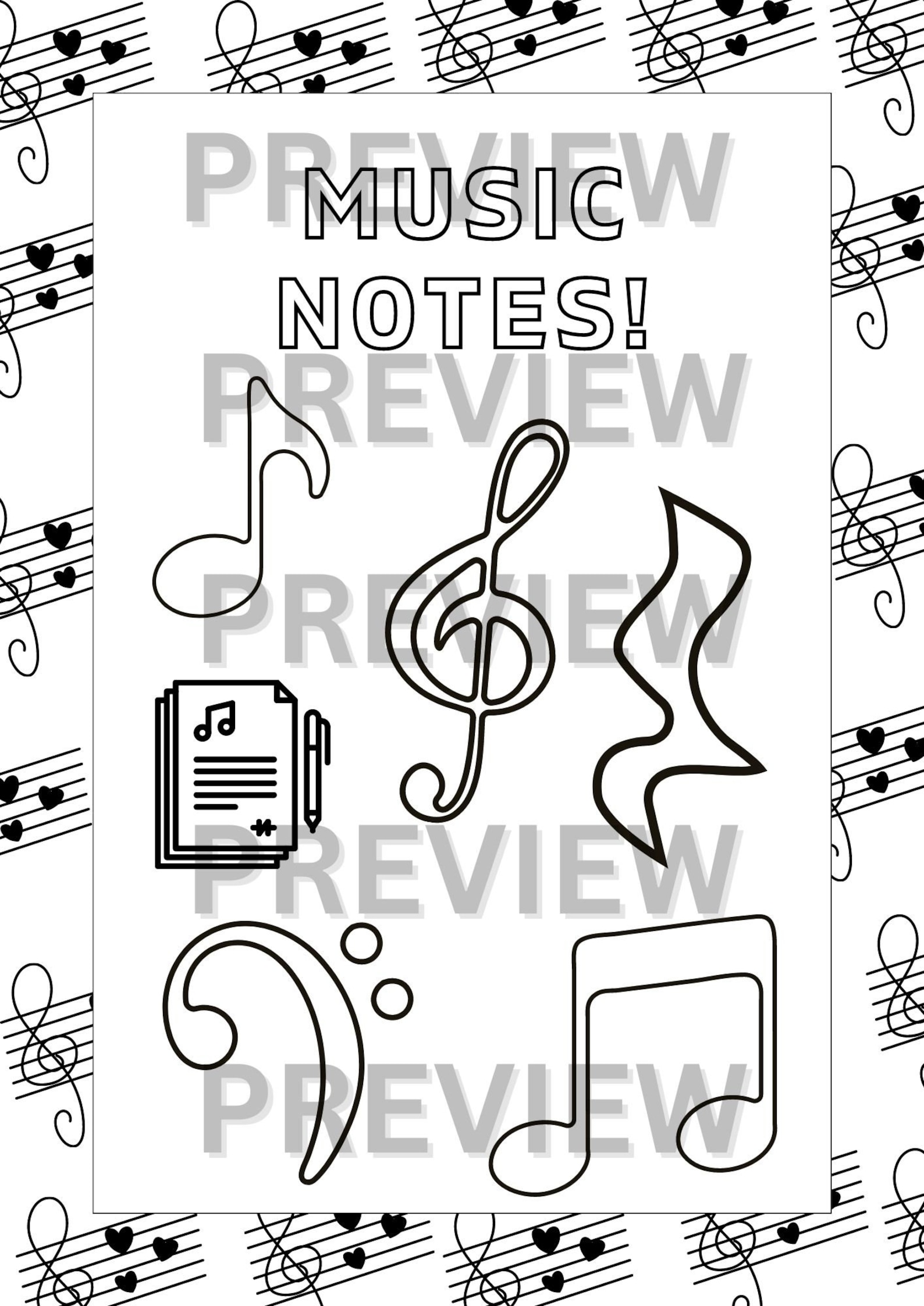 I Love Music Coloring Pages for Kids Coloring Book - Etsy