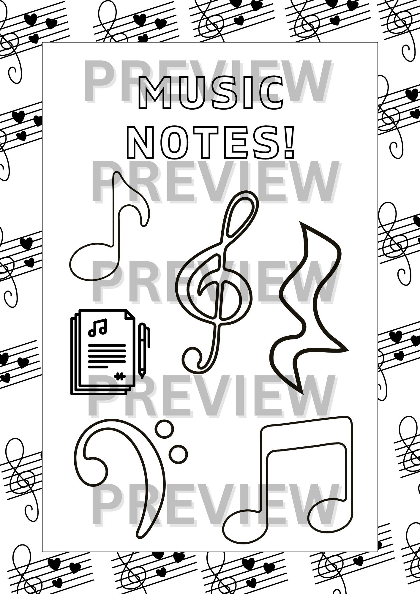I Love Music Coloring Pages for Kids, Coloring Book, Printables, Games ...