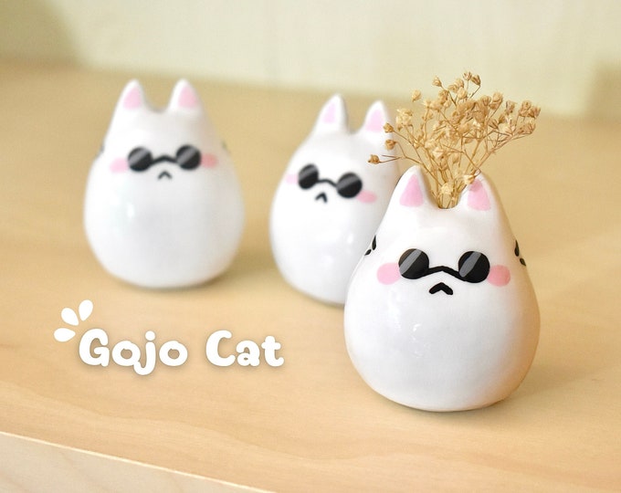 Gojo Cat Clay Figurine Jujutsu Kaisen Desk Friends Anime Clay Decor ...