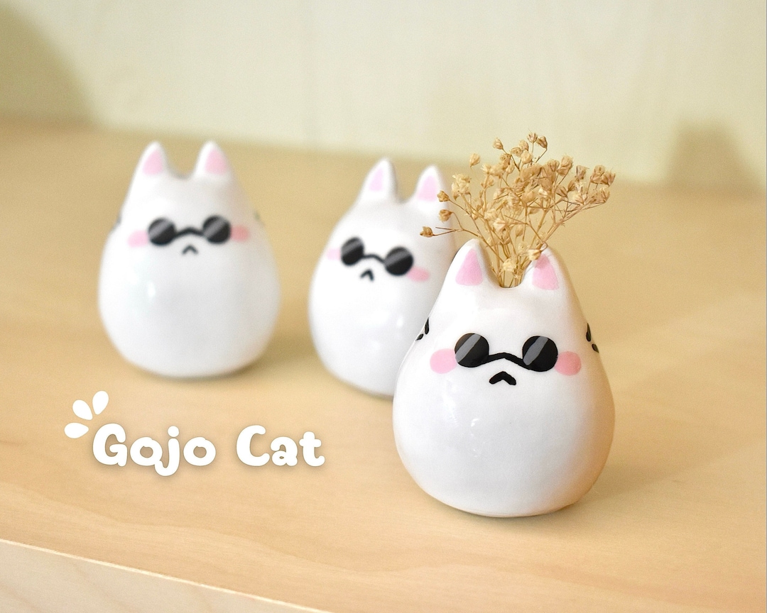 Gojo Cat Clay Figurine | Jujutsu Kaisen Desk Friends | Anime Clay Decor ...
