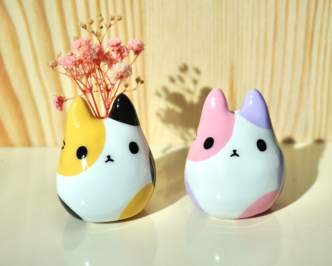 Calico Cat | Animal Clay Figurine | Desk Friends | Tiny Decor | Mini ...