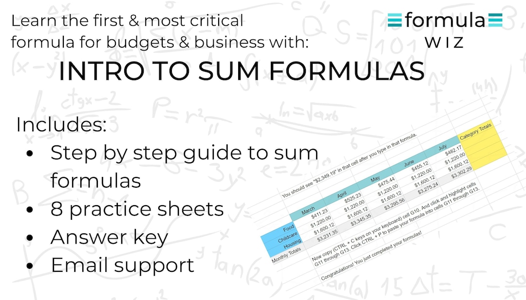 Guide: Introduction to Sum Formulas - Etsy