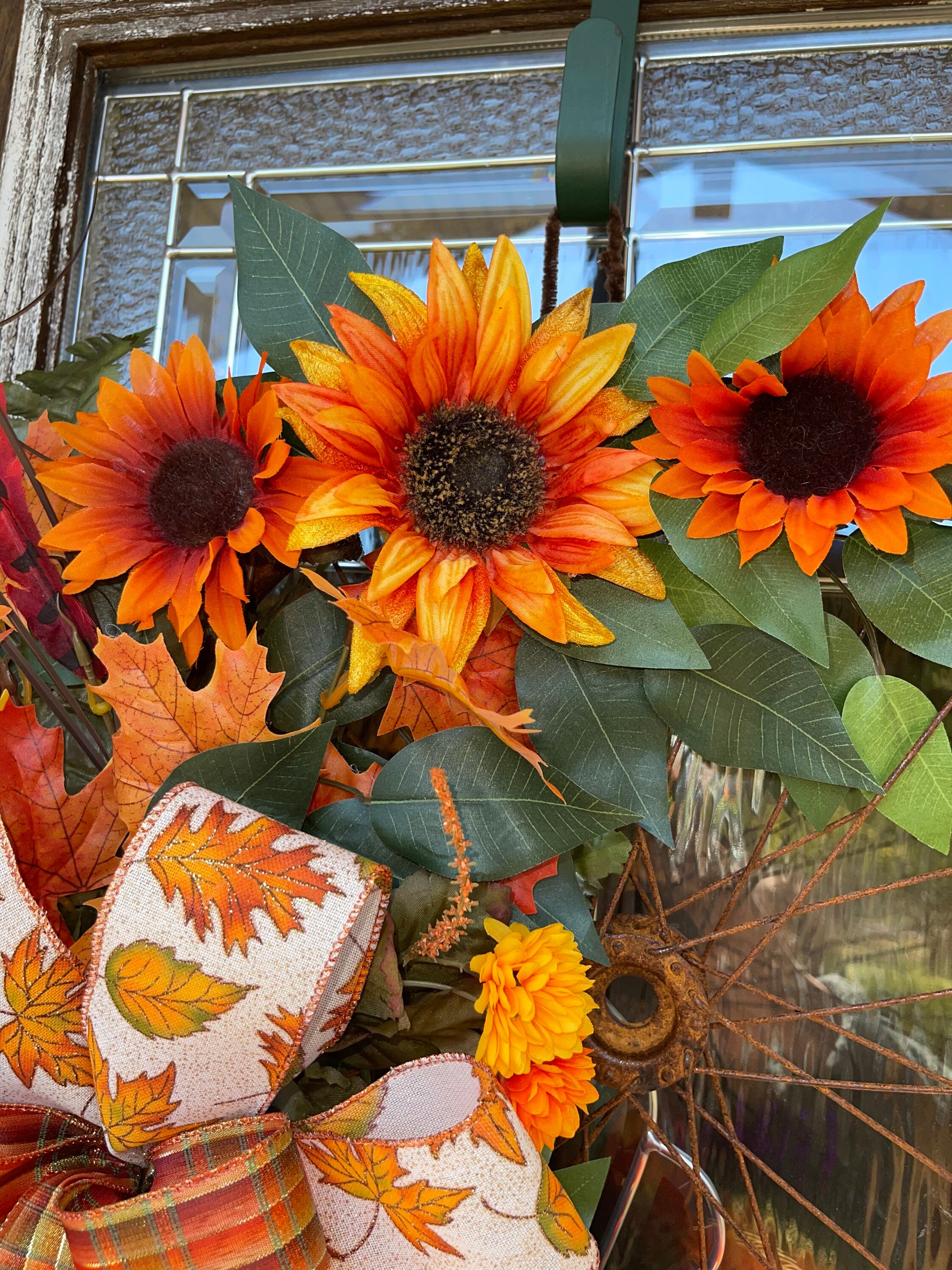 Fall Foliage Bicycle Wheel Wreath, Autumn Bicycle Wheel Wreath, Fall ...