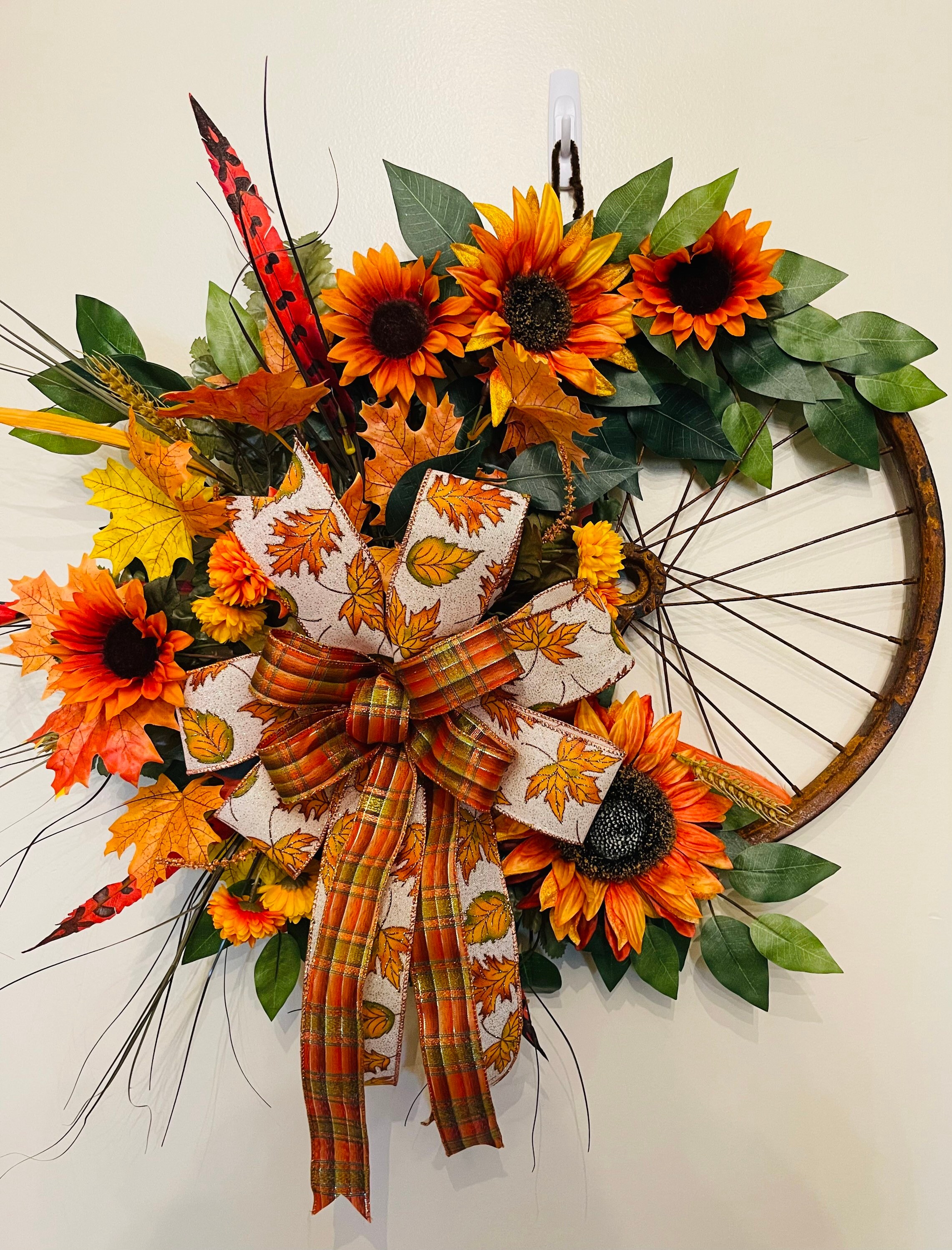 Fall Foliage Bicycle Wheel Wreath, Autumn Bicycle Wheel Wreath, Fall ...