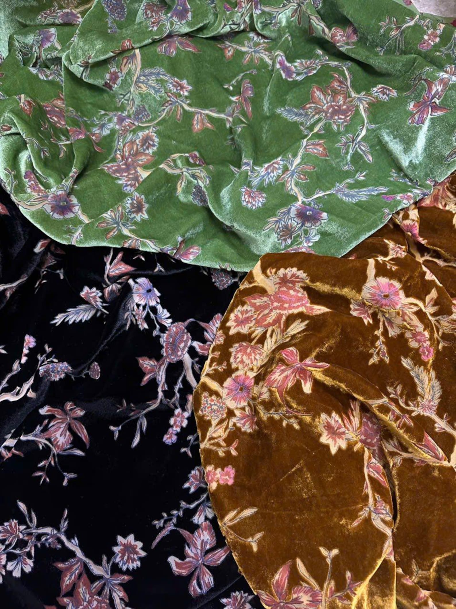 Mistery Romance_floral Velvet Fabric by the Yard, Velvet for Dresses ...