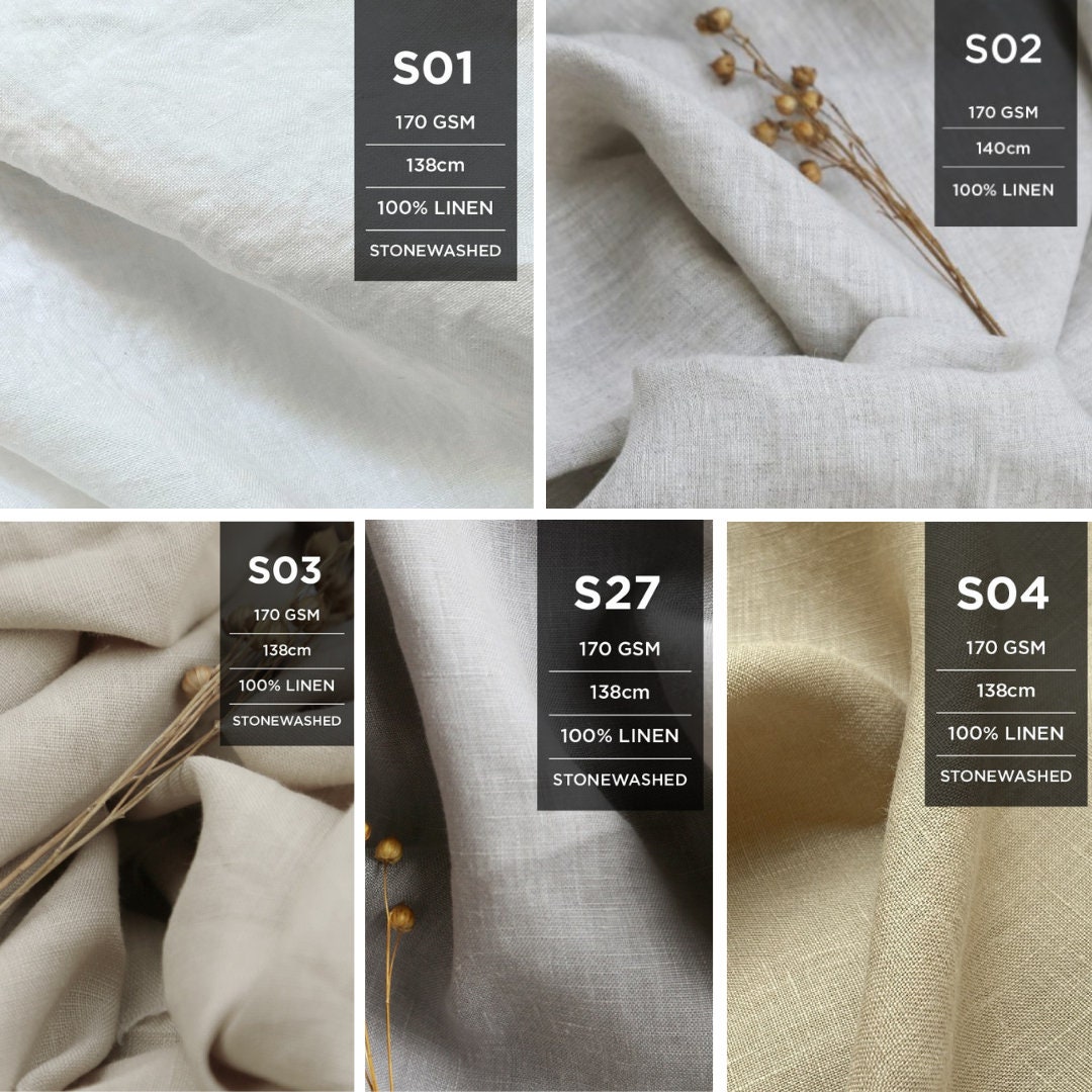 Premium Linen Fabric: WHITE TONE by the Yard Solid Linen Fabric, Linen ...